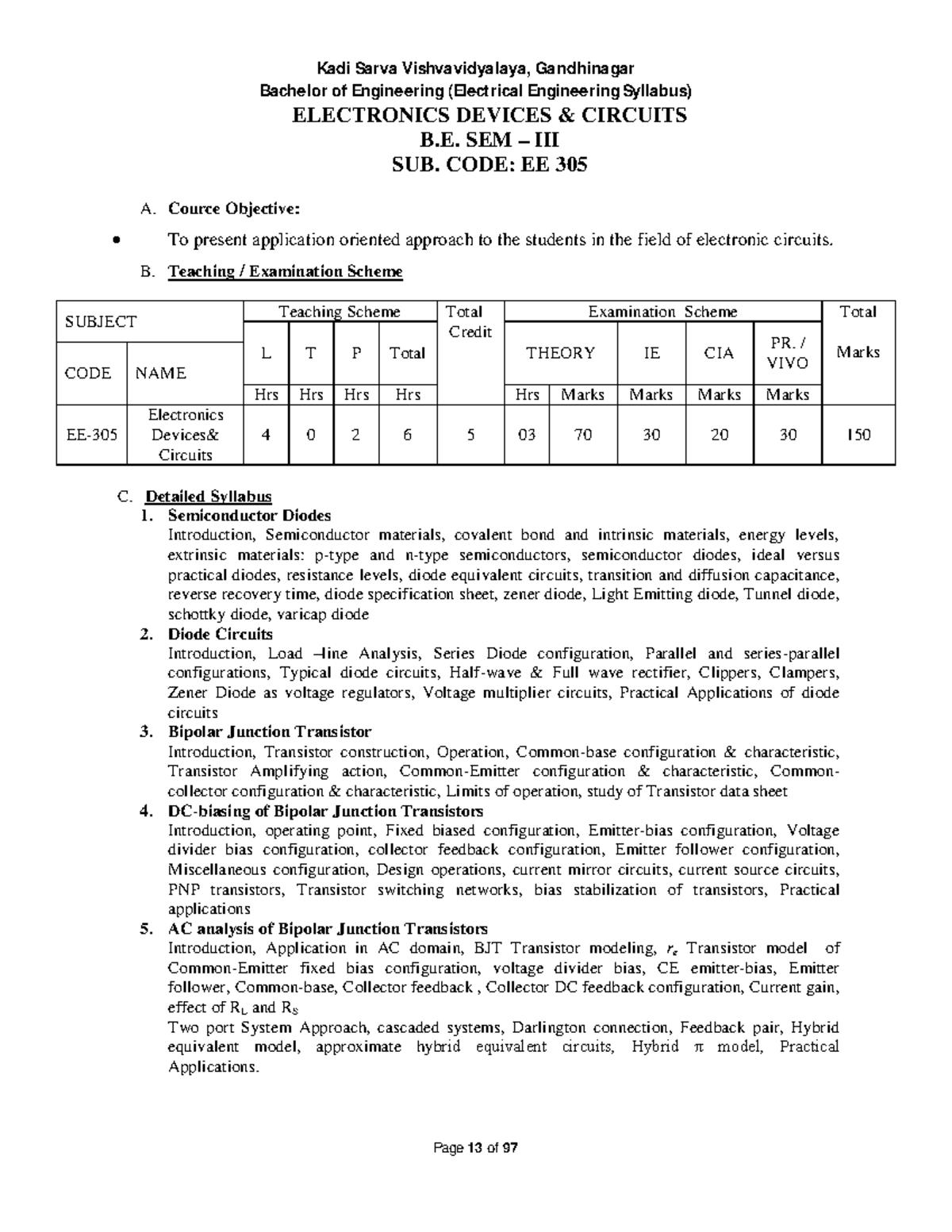 EE305 - Electronics Devices and Circuits - Bachelor of Engineering ...
