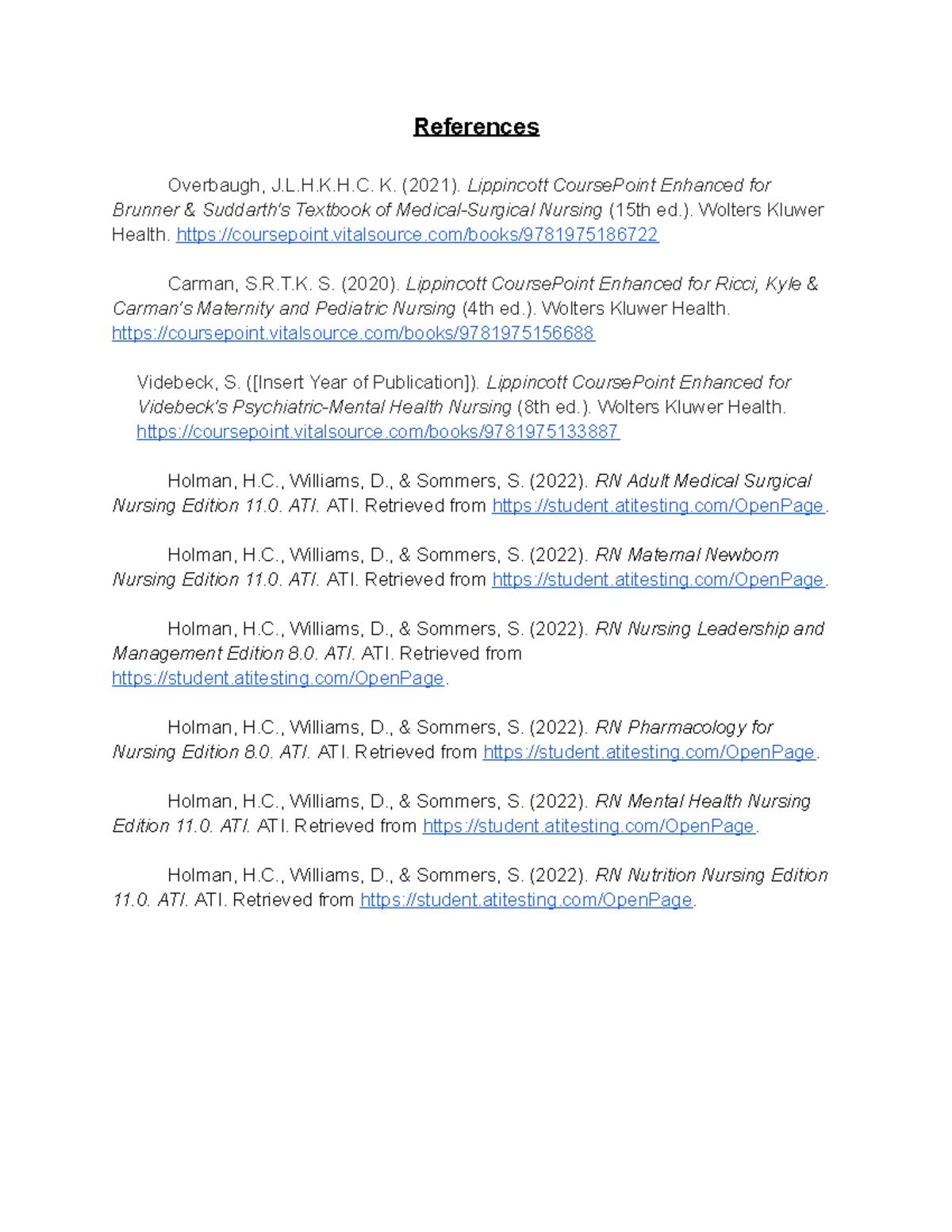 References - Class work notes that may help with identifying the ...