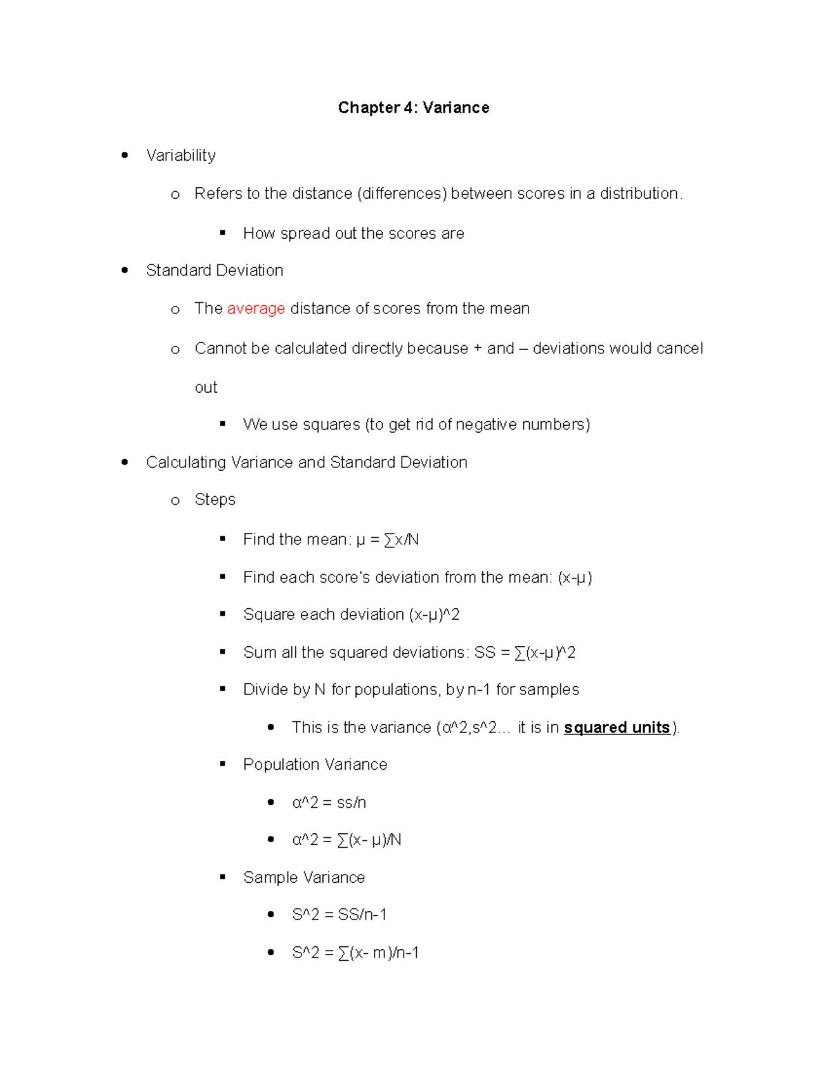 Chapter 4 - Deviation - Lecture notes 4 - Chapter 4: Variance ...