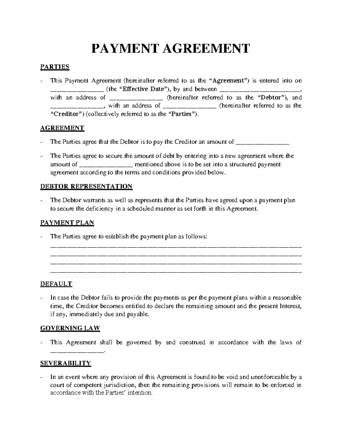 Payment Agreement Template Signaturely - PAYMENT AGREEMENT PARTIES This ...