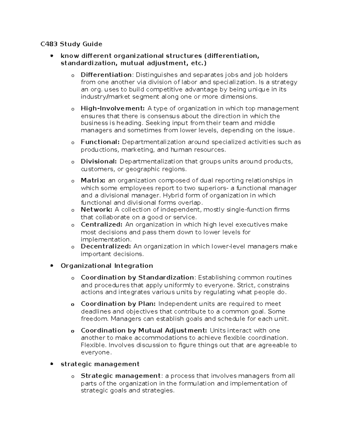 Some tips for the OA - Summary Principles of Management - C483 Study ...
