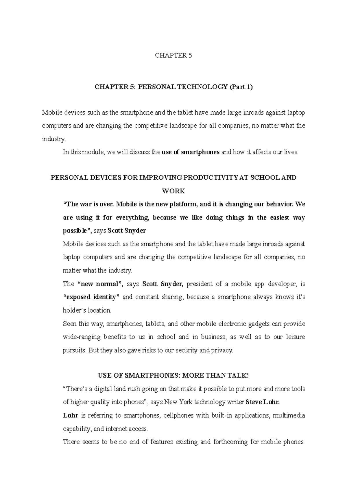 GEE1, Chapter 5-8, Summary - Living in the IT Era - PangSU - Studocu