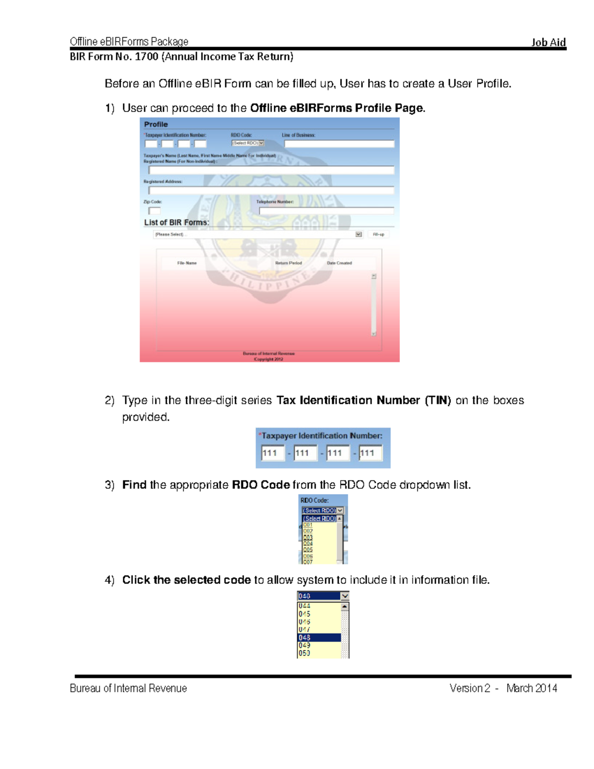 Job aid how to fill up 1700 v2013 - BIR Form No. 1700 (Annual Income ...