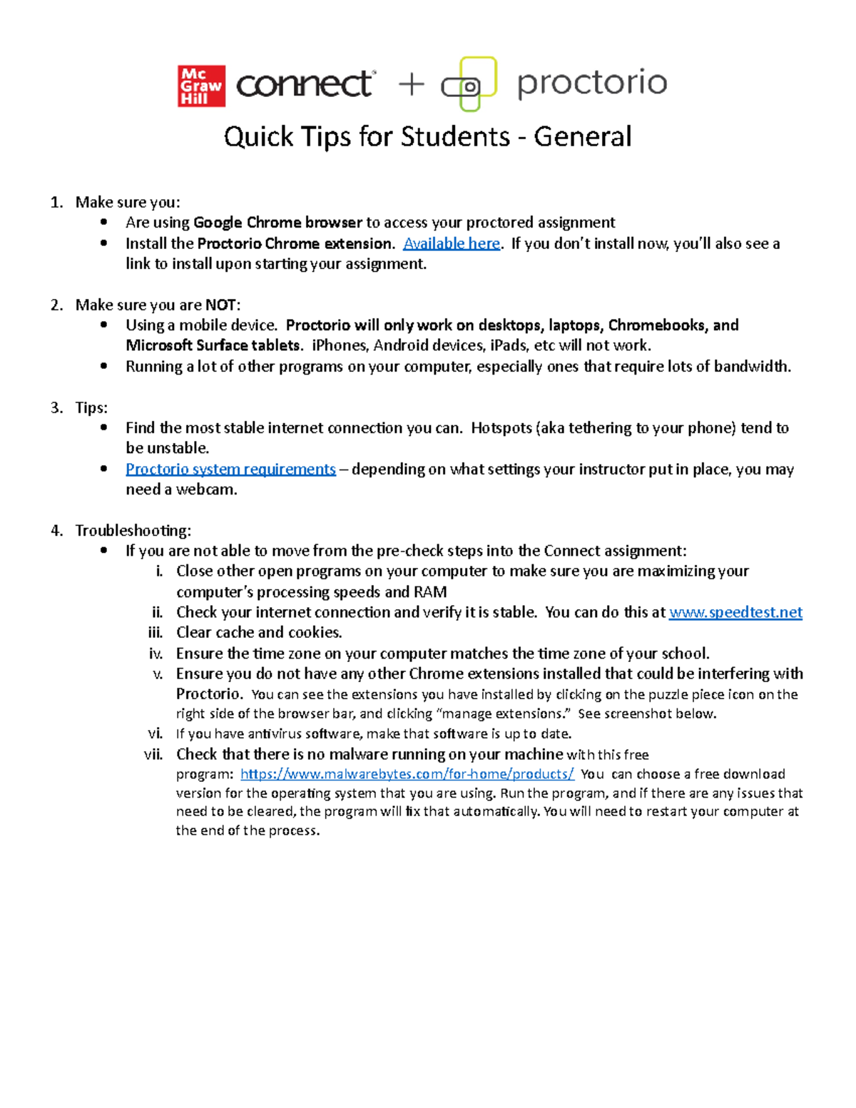 Proctorio Quick Tips for Students - Quick Tips for Students - General ...