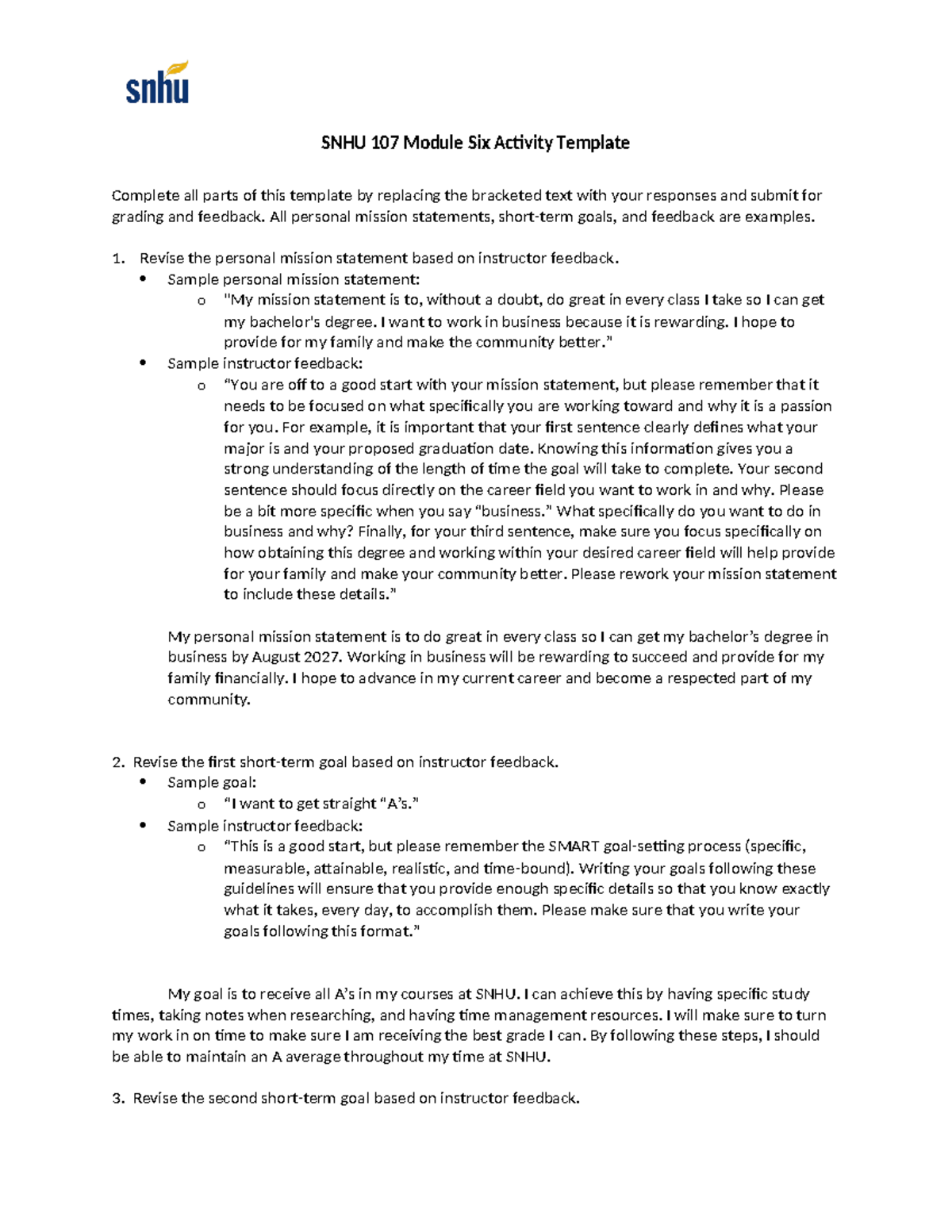 SNHU 107 Module Six Activity Template - SNHU 107 Module Six Activity ...
