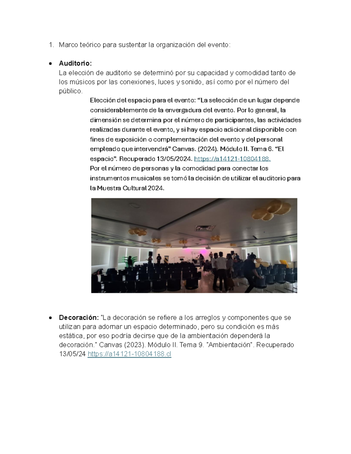 Evidencia 1 - Eventos - Marco teórico para sustentar la organización ...