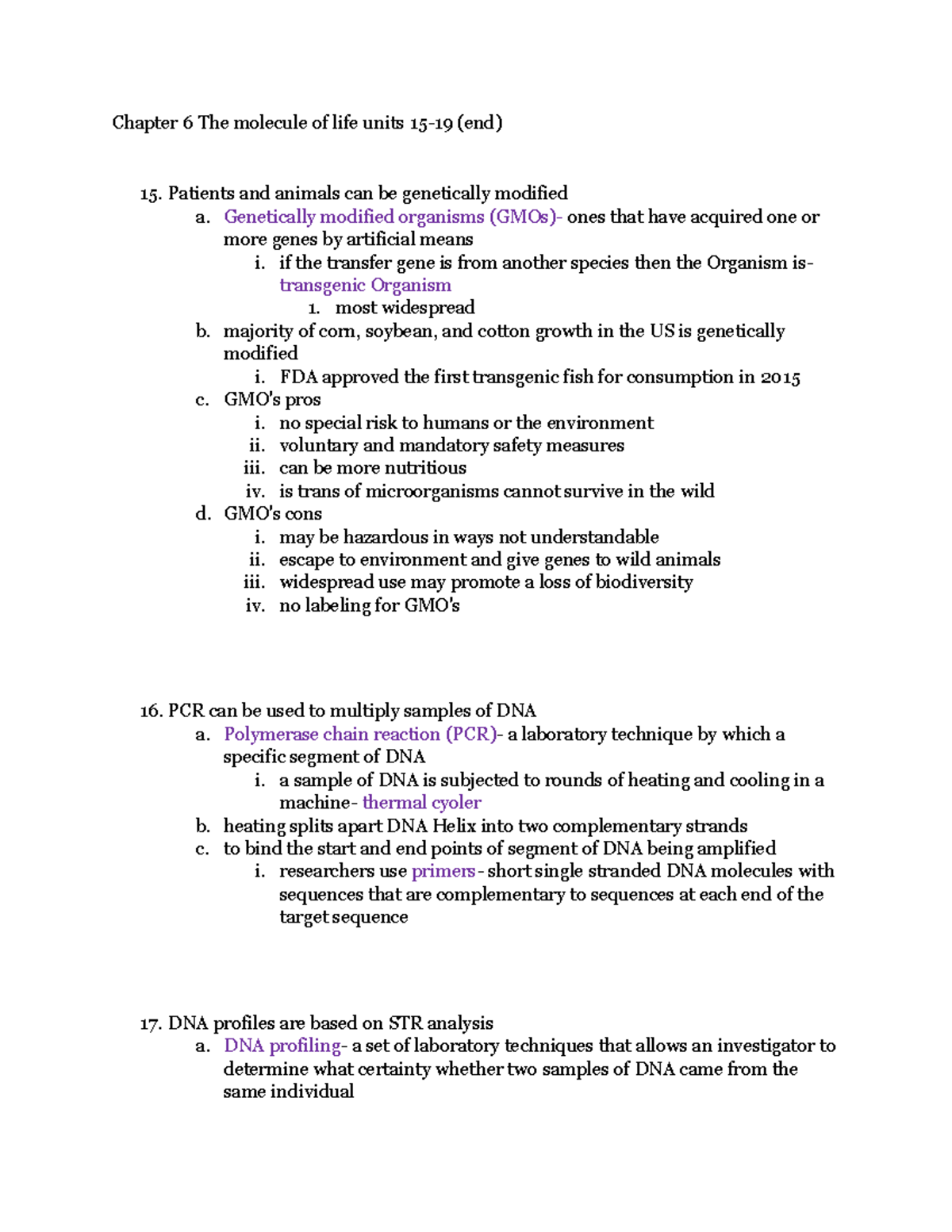 Chapter 6 The molecule of life end - Genetically modified organisms ...