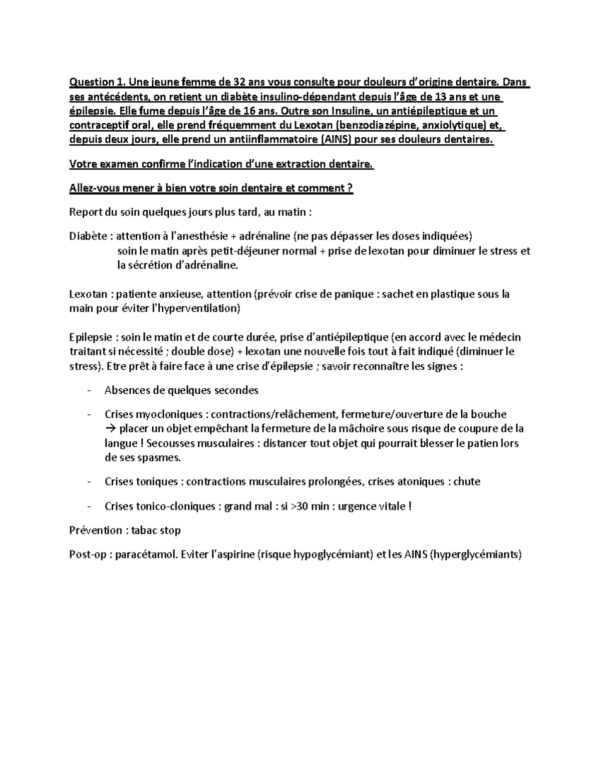 Tuyaux - Résumé Pathologies médicales - Question 1. Une jeune femme de ...