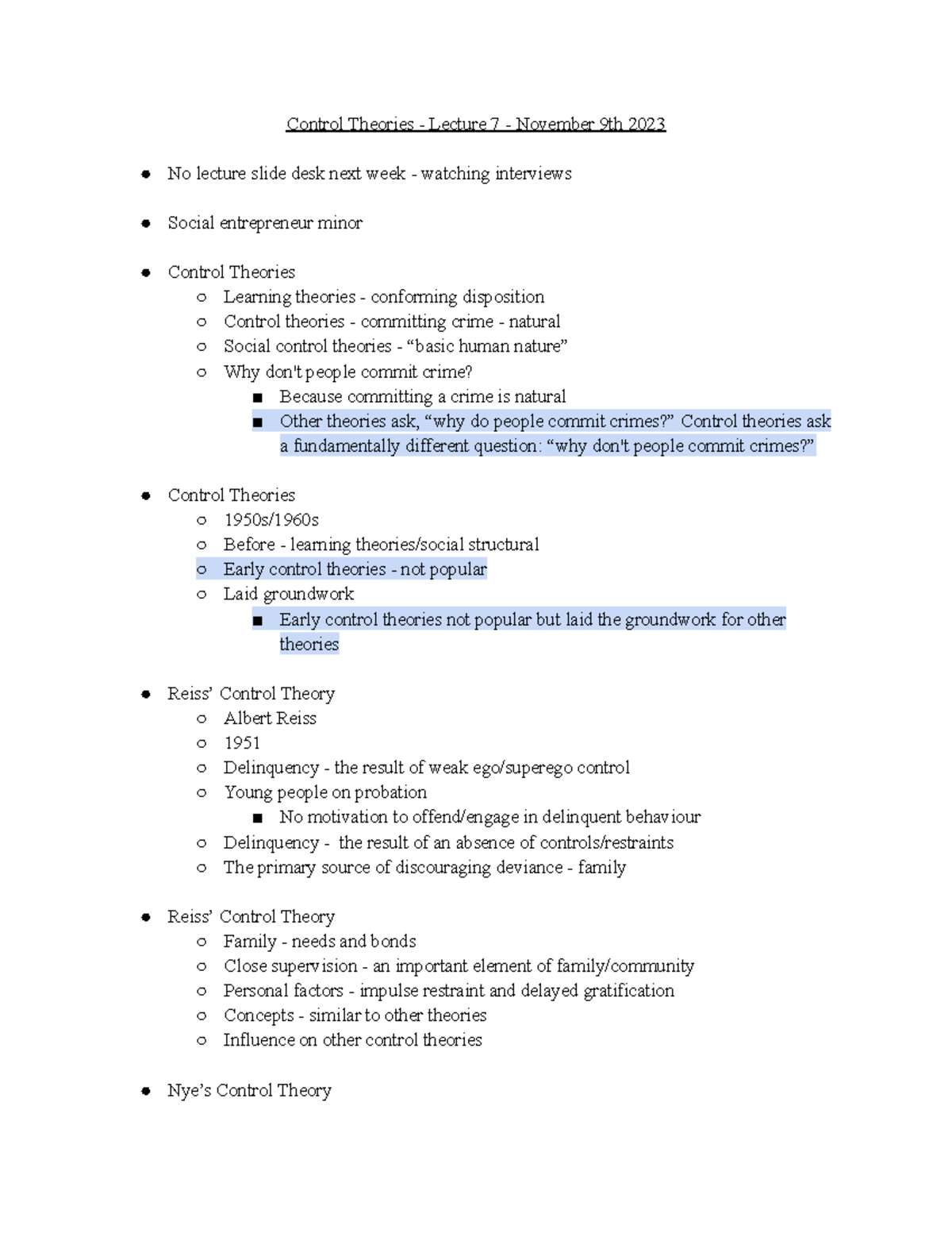 Control Theories - Lecture 7 - November 9th 2023 - Control Theories - Lecture 7 - November 9th ...
