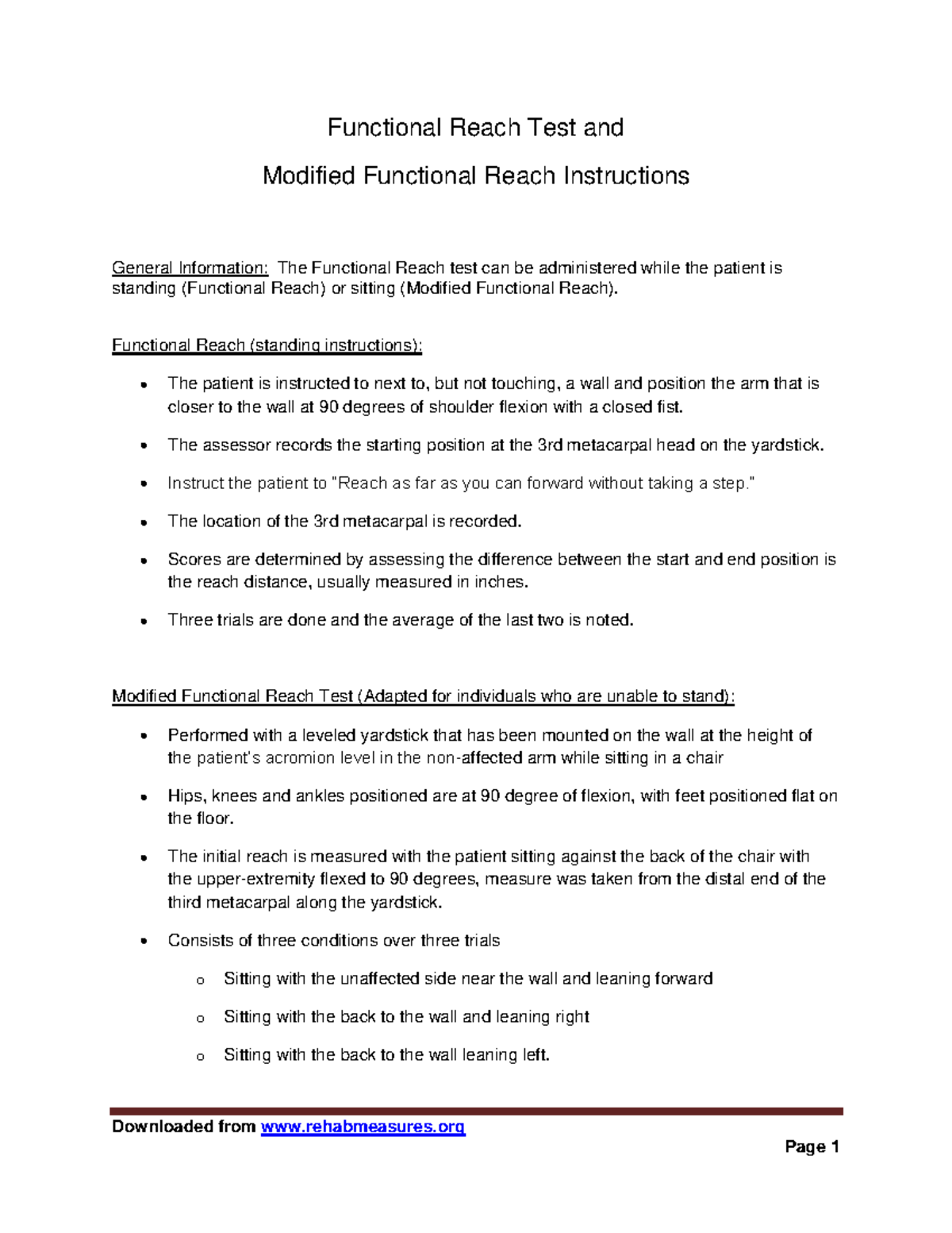Functional Reach Test - aaaaaaaa - Downloaded from rehabmeasures Page 1 ...