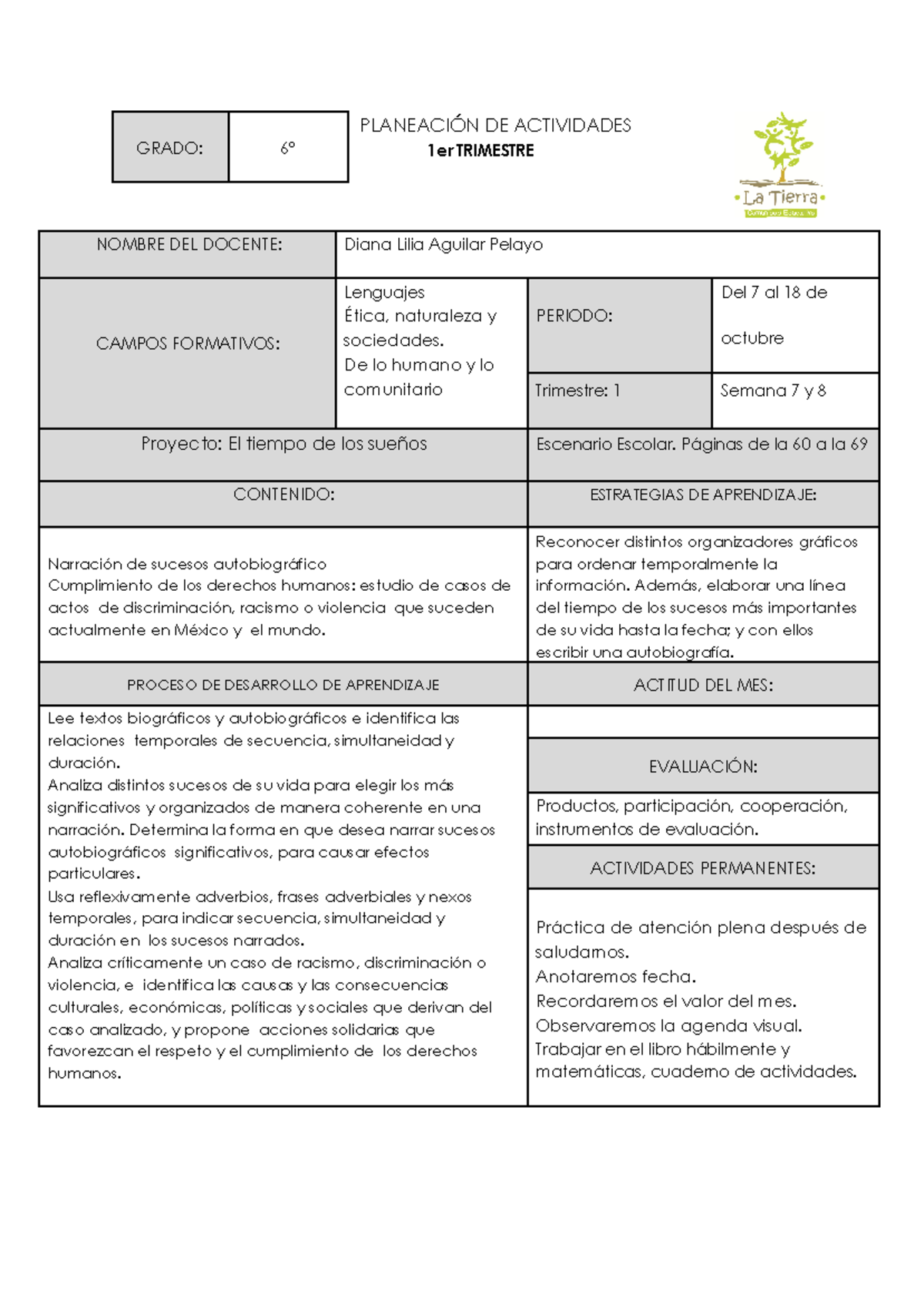 Semana 7 y 8 - planeacion primaria - PLANEACIÓN DE ACTIVIDADES 1er ...