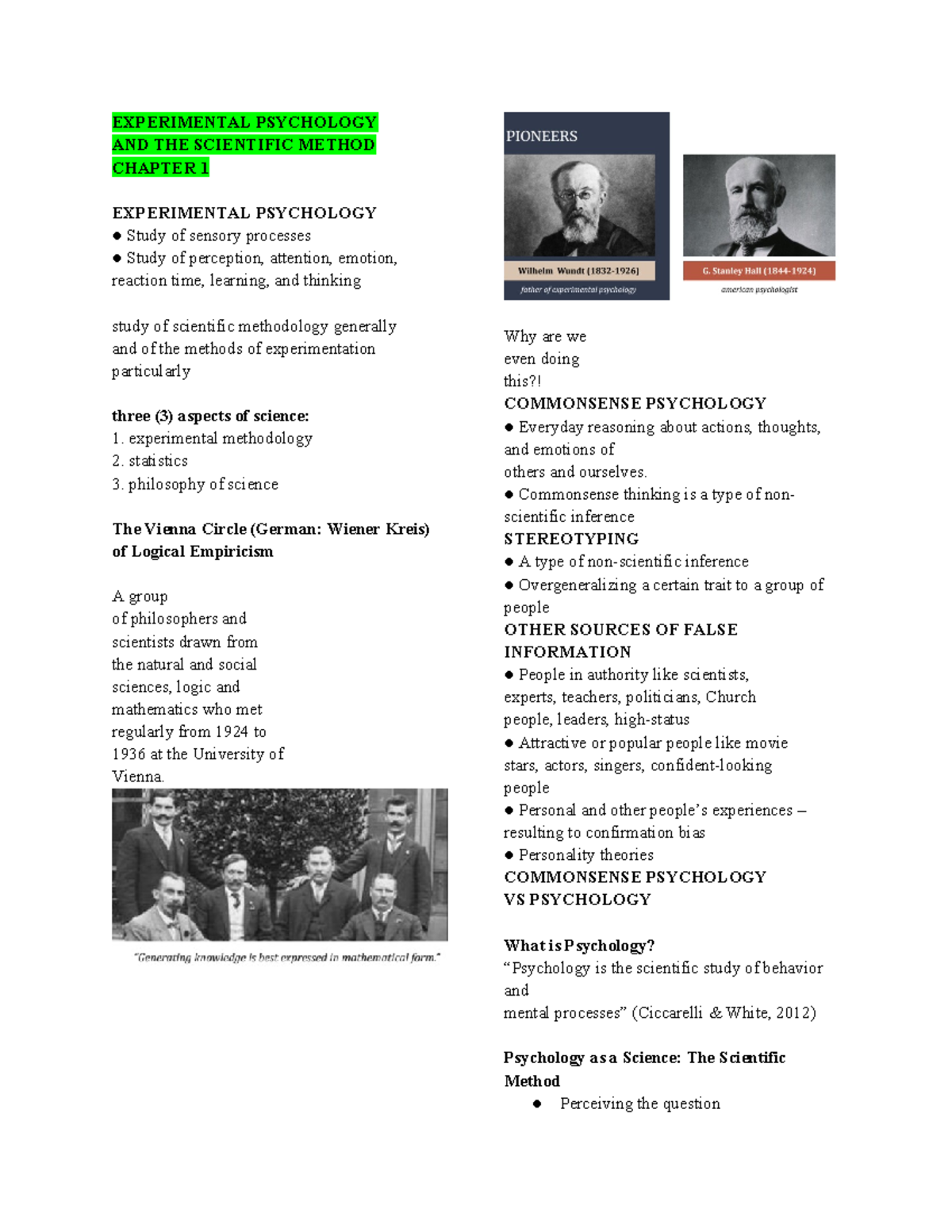 Experimental Psych Reviewer - EXPERIMENTAL PSYCHOLOGY AND THE ...