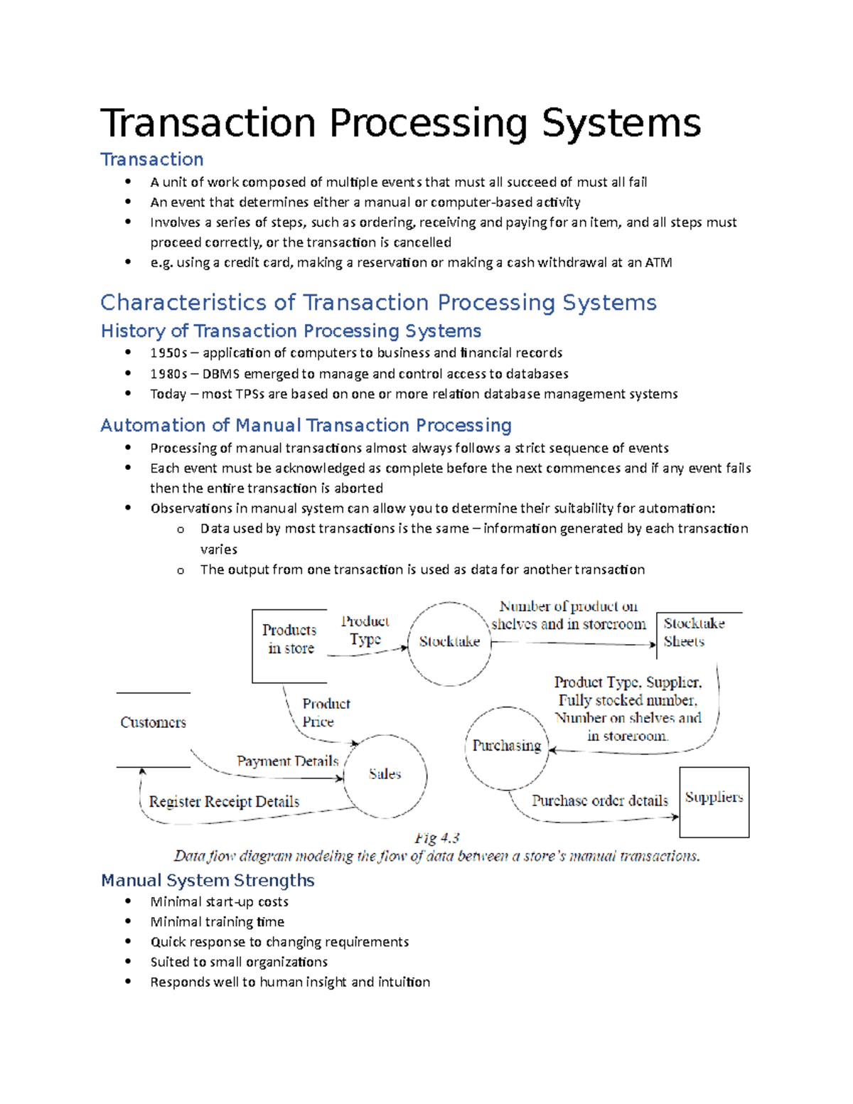 IPT HSC - Chapter 4 Notes Transaction Processing Systems - Transaction ...