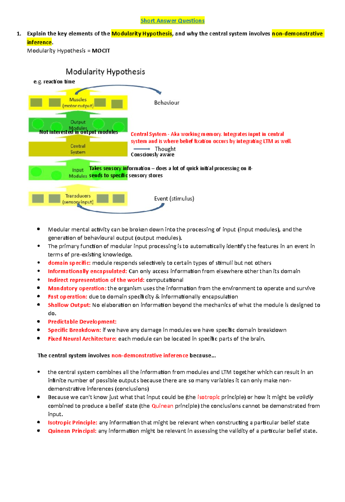 Short Answer Questions - Explain the key elements of the Modularity ...