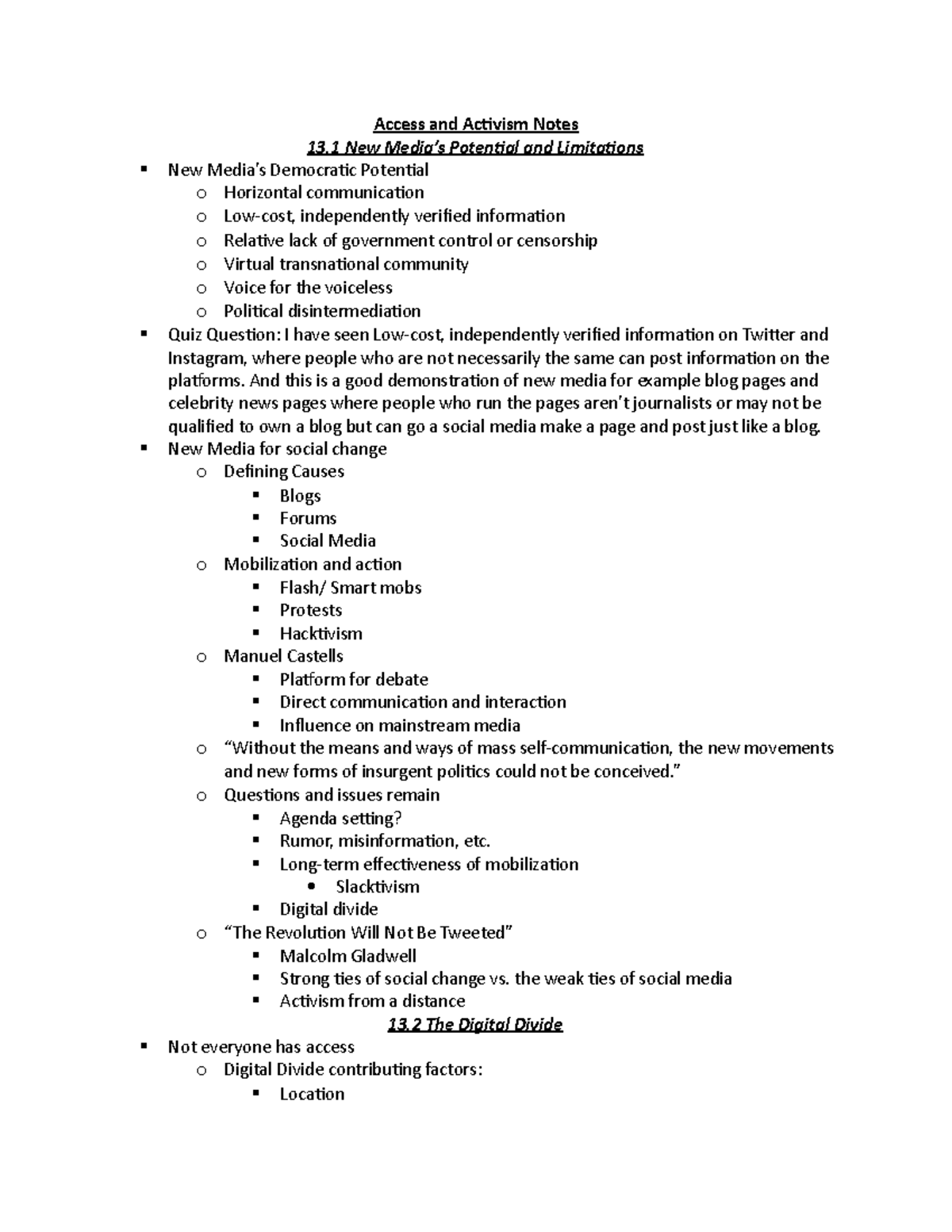 Access and Activism Notes - And this is a good demonstration of new ...