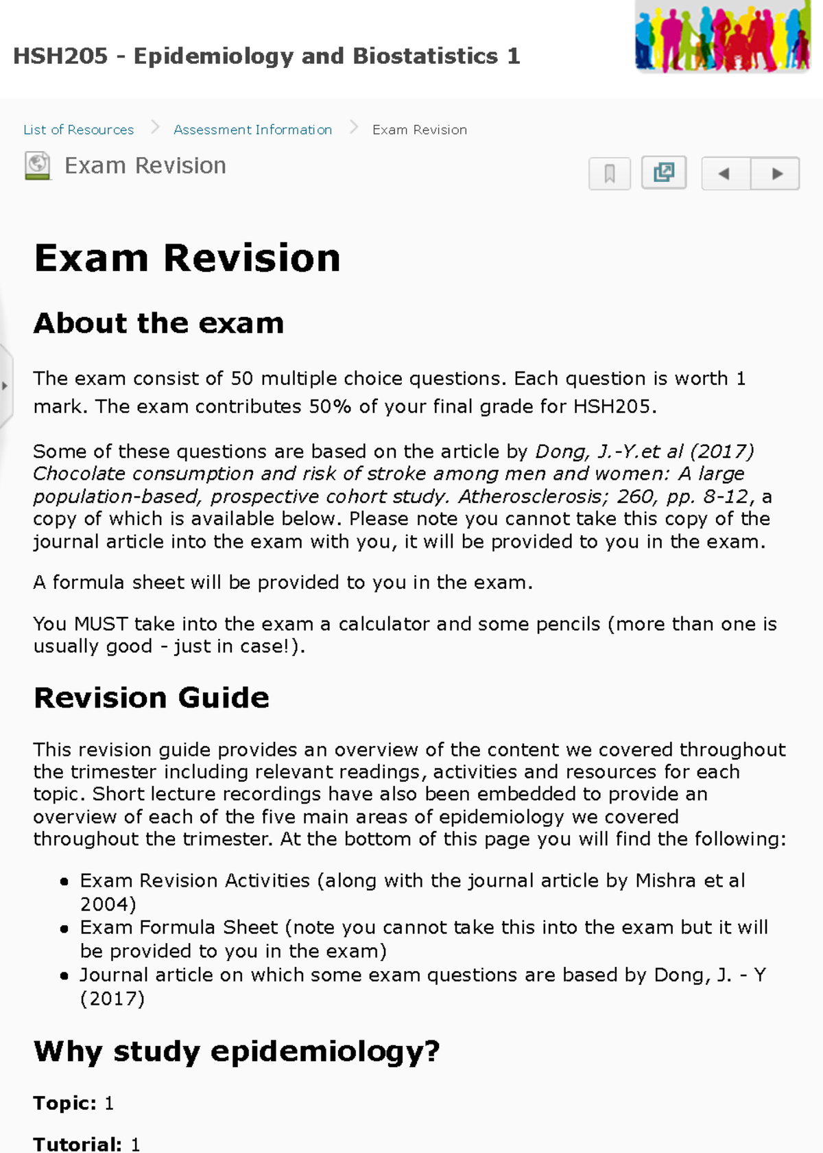 Exam Revision - HSH205 - Epidemiology and Biostatistics 1 - HSH205 ...
