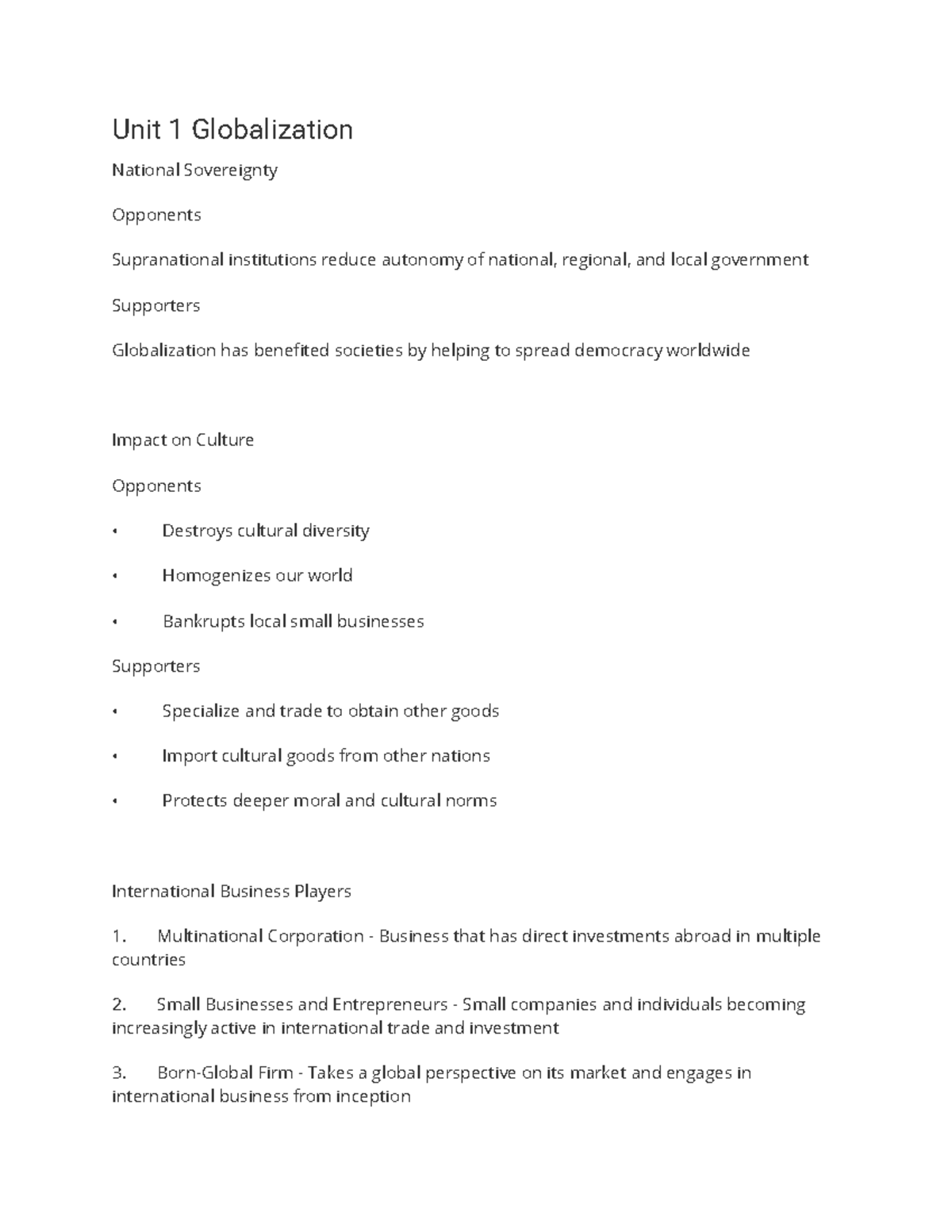 Unit 1 Globalization - Ivhyi - Unit 1 Globalization National ...