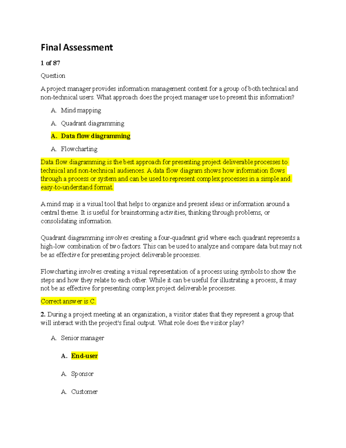 Final Assessment - What approach does the project manager use to ...