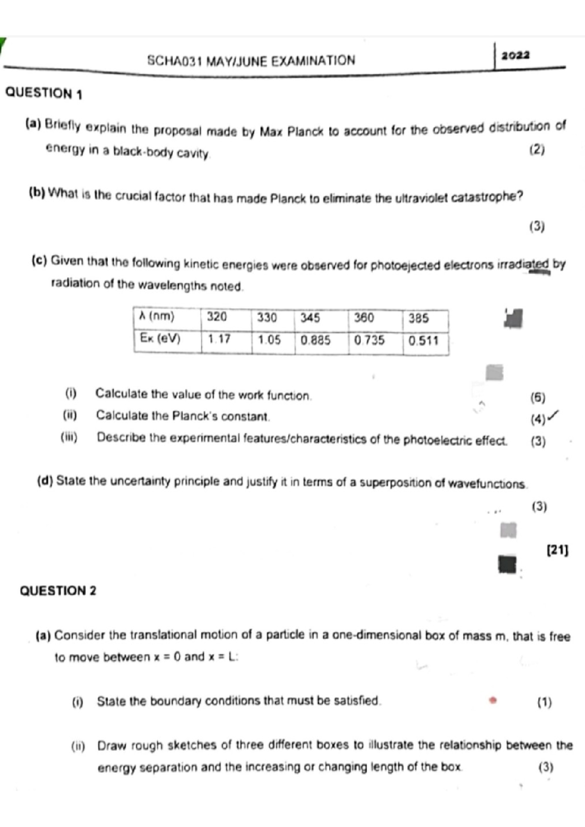 SCHA031 JUNE EXAM 2022 - Previous question papers - SCHB031 - Studocu