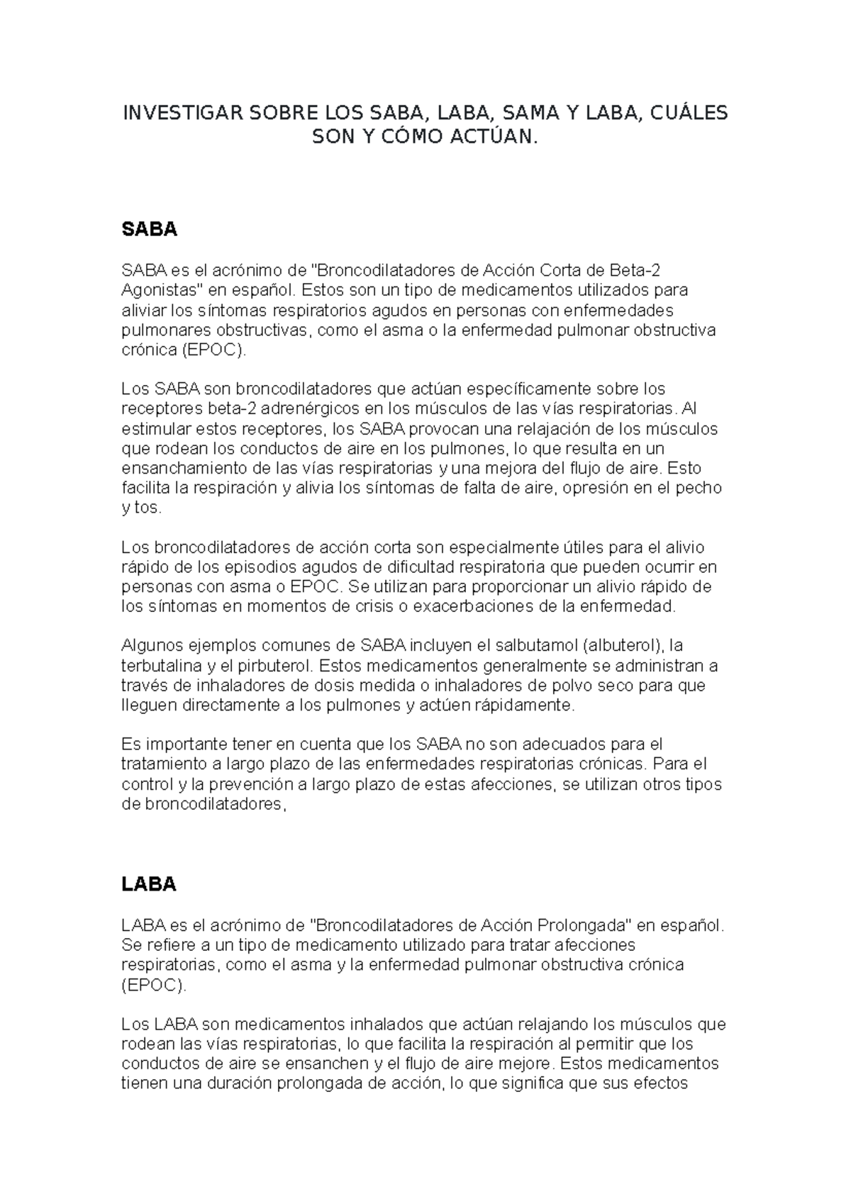 Investigar Sobre LOS SABA - INVESTIGAR SOBRE LOS SABA, LABA, SAMA Y ...