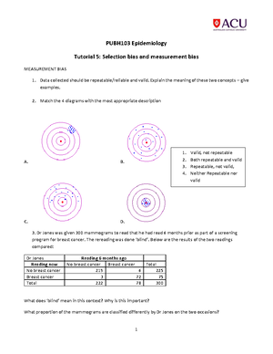Tutorial 4 questions - PUBH103 Epidemiology Tutorial 4: Study design ...