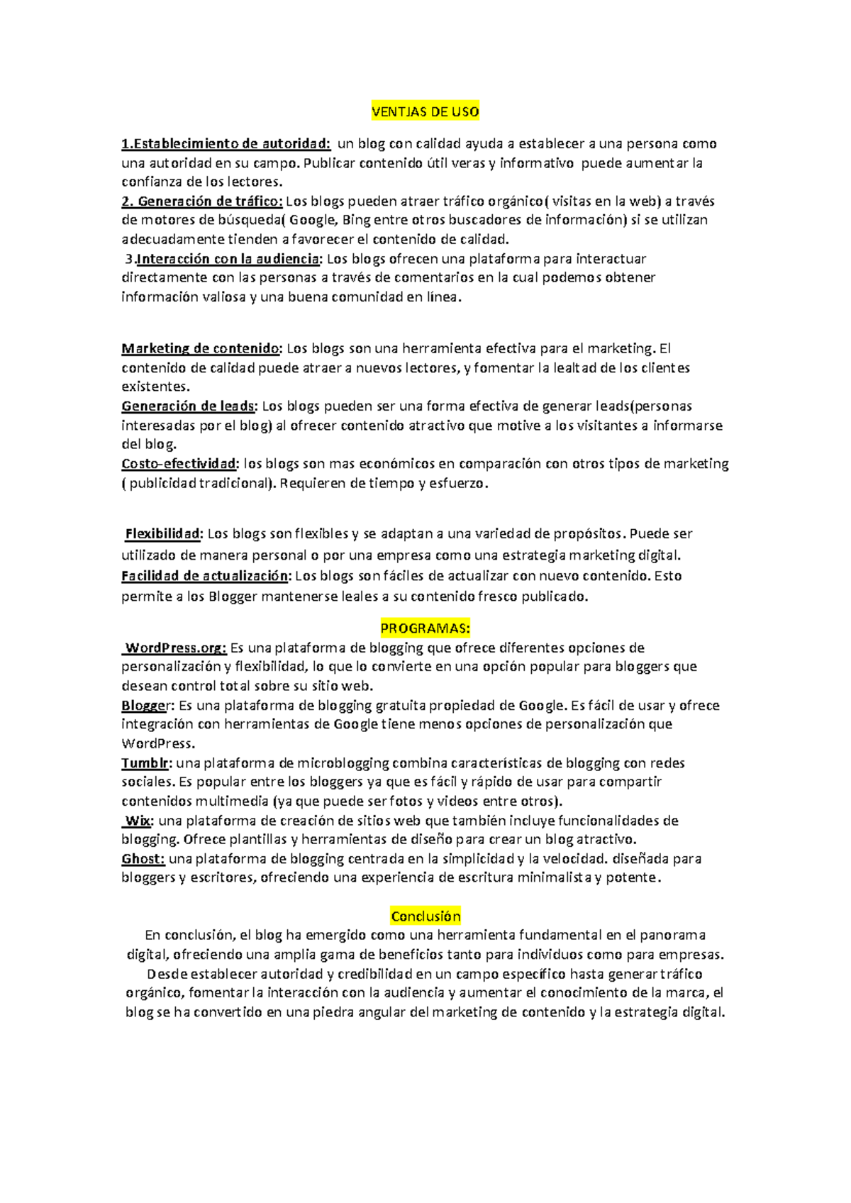 Doc Pdf Las Ventajas Del Uso Del Blog Y Las Aplicaciones Que Se Pueden Utilizar Para Ventjas