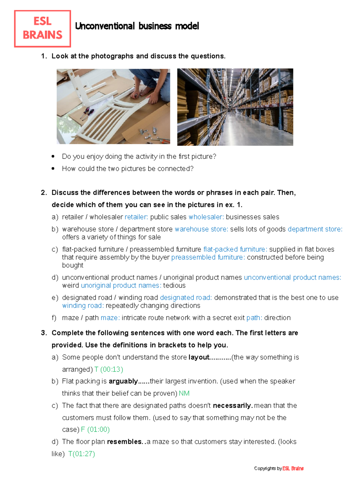 Worksheet10ingles - Look at the photographs and discuss the questions ...