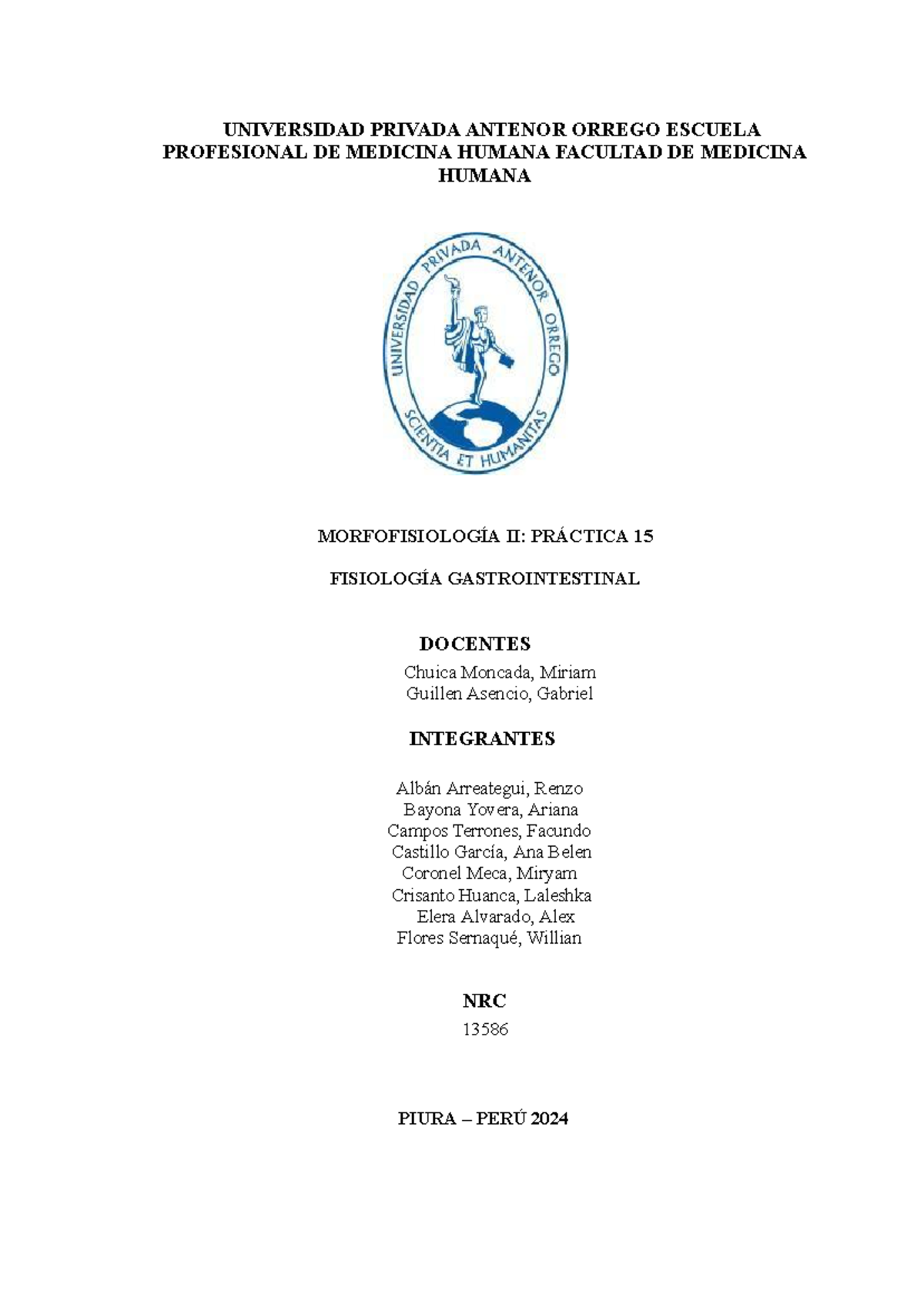 Informe S15 - Jsksjs - UNIVERSIDAD PRIVADA ANTENOR ORREGO ESCUELA ...