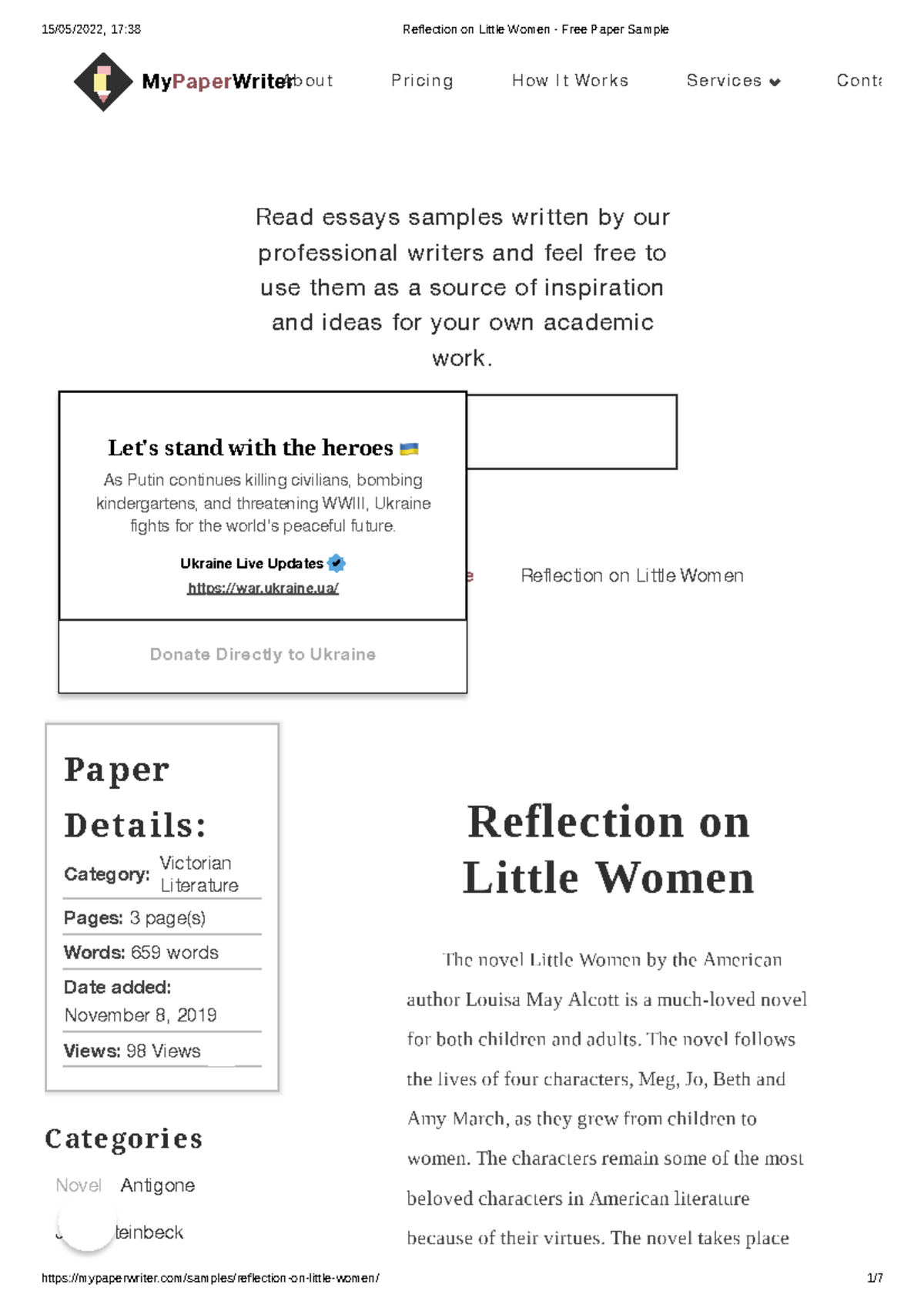 Reflection on Little Women - Free Paper Sample - Read essays samples ...