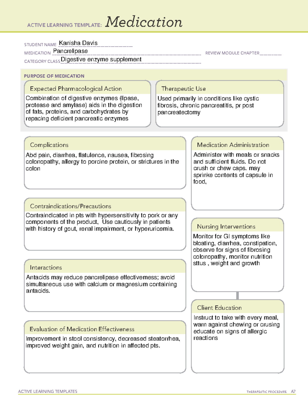 Pancrelipase medication - ACTIVE LEARNING TEMPLATES TherapeuTic ...