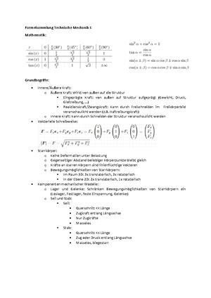 TM1 cheat sheet - Abzählkriterium: Abzählkriterium erfüllt:statisch ...