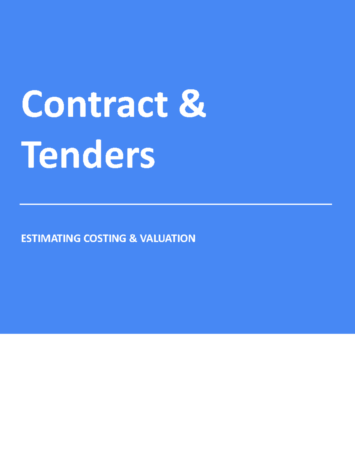 Contract Tenders - Project capital: Cash flow of a project, estimation ...