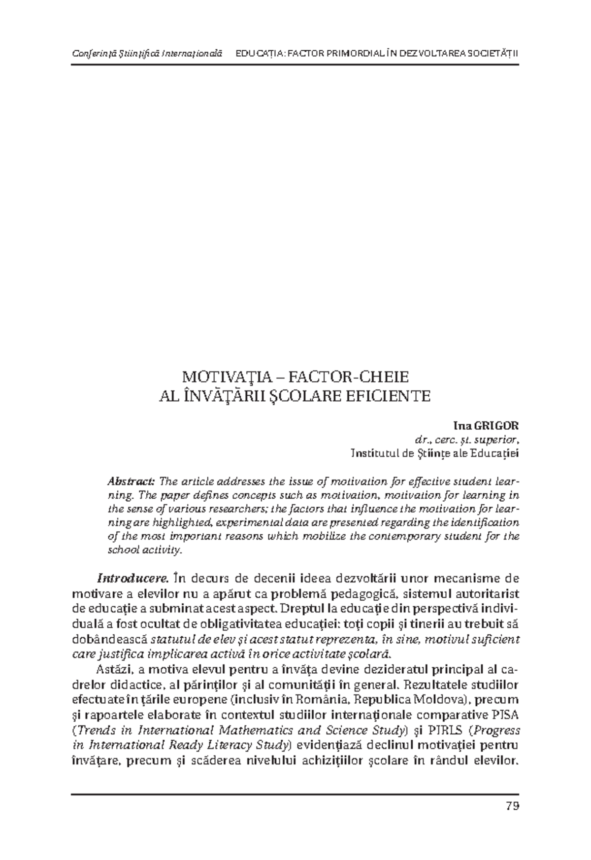 Motivatia Factor cheie - Corelarea cu procesele de globalizare ...