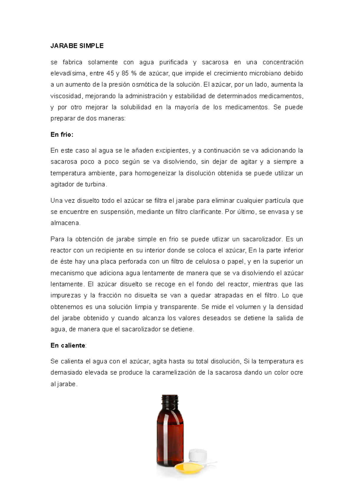 Jarabe Simple - JARABE SIMPLE se fabrica solamente con agua purificada ...