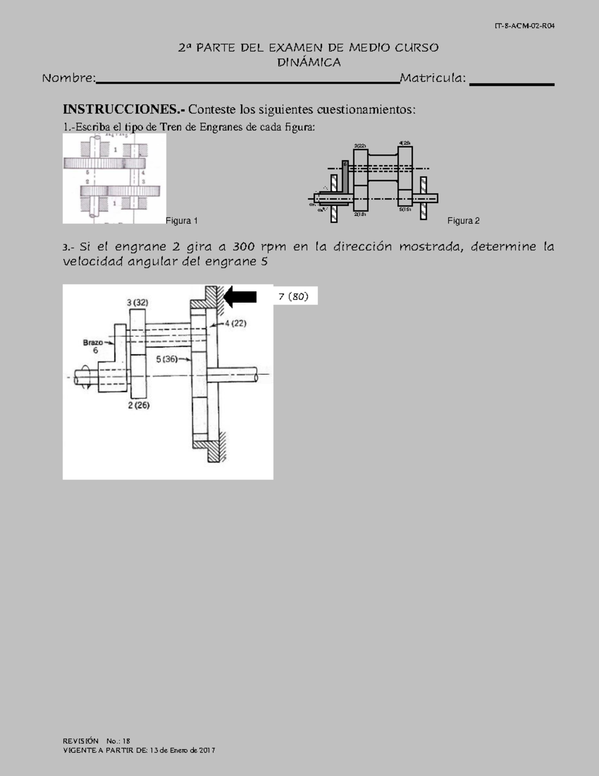 Ex TE E24 V4 - Parte 2 examen medio curso Dinámica. - REVISIÓN No.: 18 ...