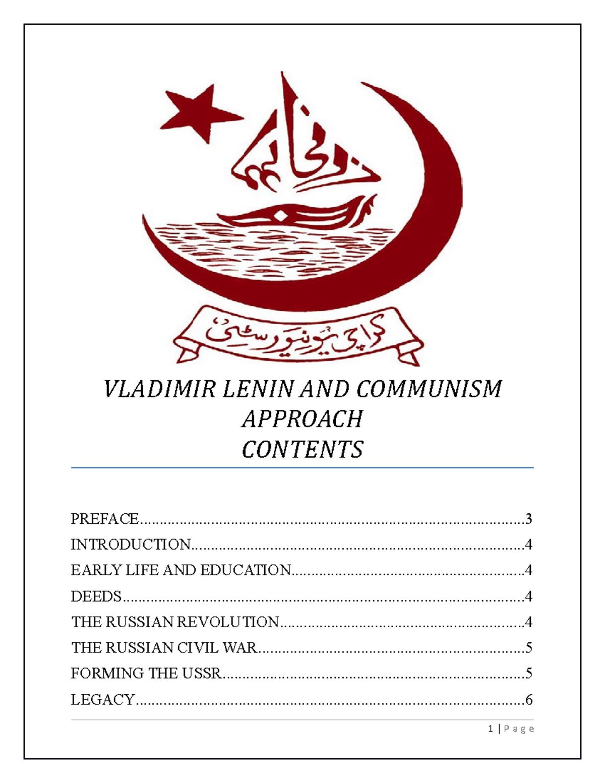 Viladimir Lenin - VLADIMIR LENIN AND COMMUNISM APPROACH CONTENTS - Studocu