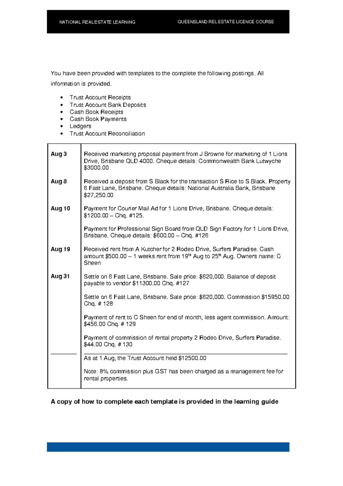Ass 15 - course material - NATIONAL REAL ESTATE LEARNING QUEENSLAND REL ...