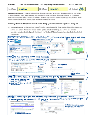 Lab 7 Flowchart - Flowchart LAB 7 : Genetics, Complementation 2 , PCR ...