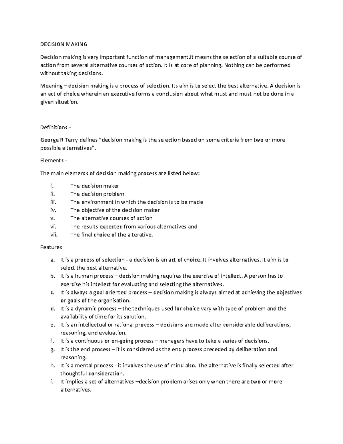 Planning 11 - Study note - DECISION MAKING Decision making is very ...