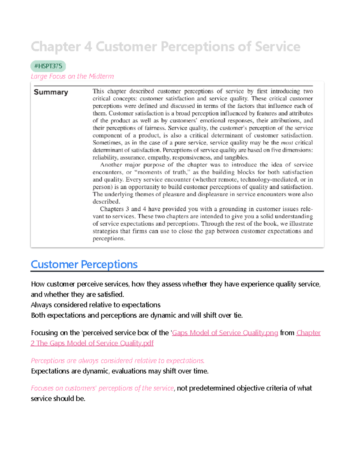 Chapter 4 Customer Perceptions of Service - Chapter 4 Customer ...