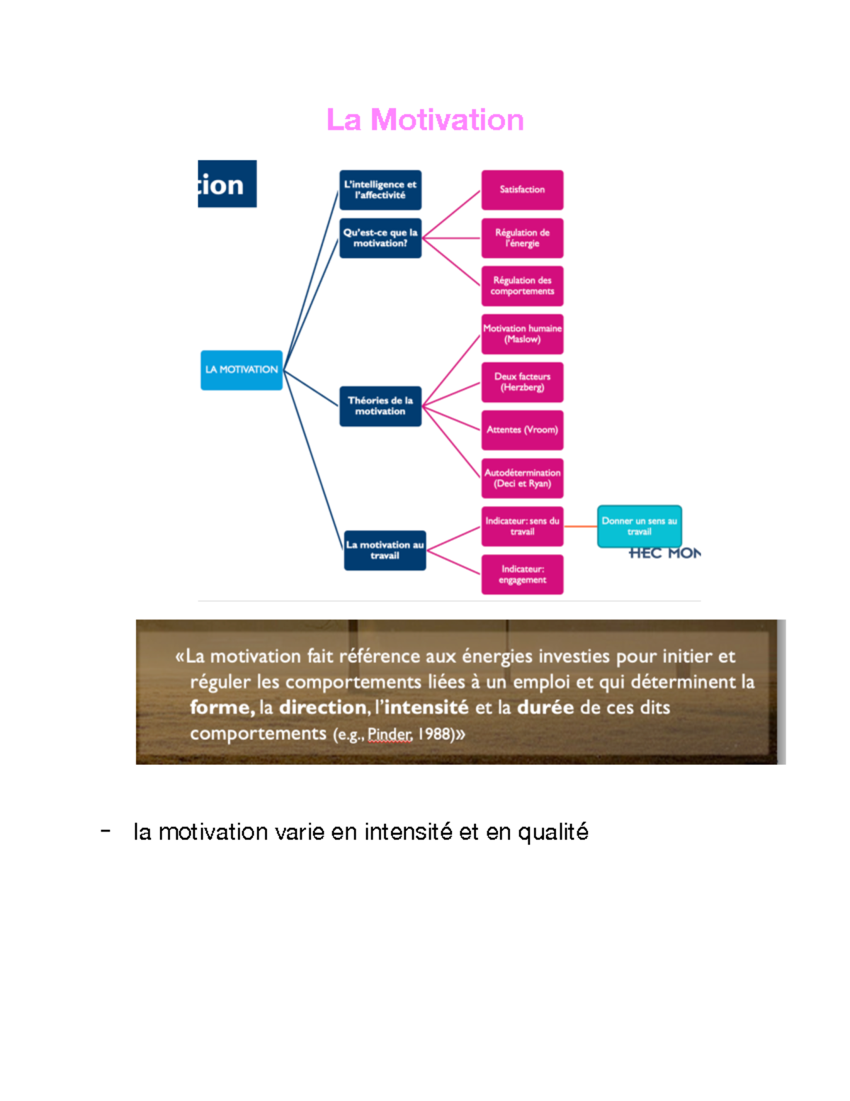 Fiche de la motivation - La Motivation - la motivation varie en ...