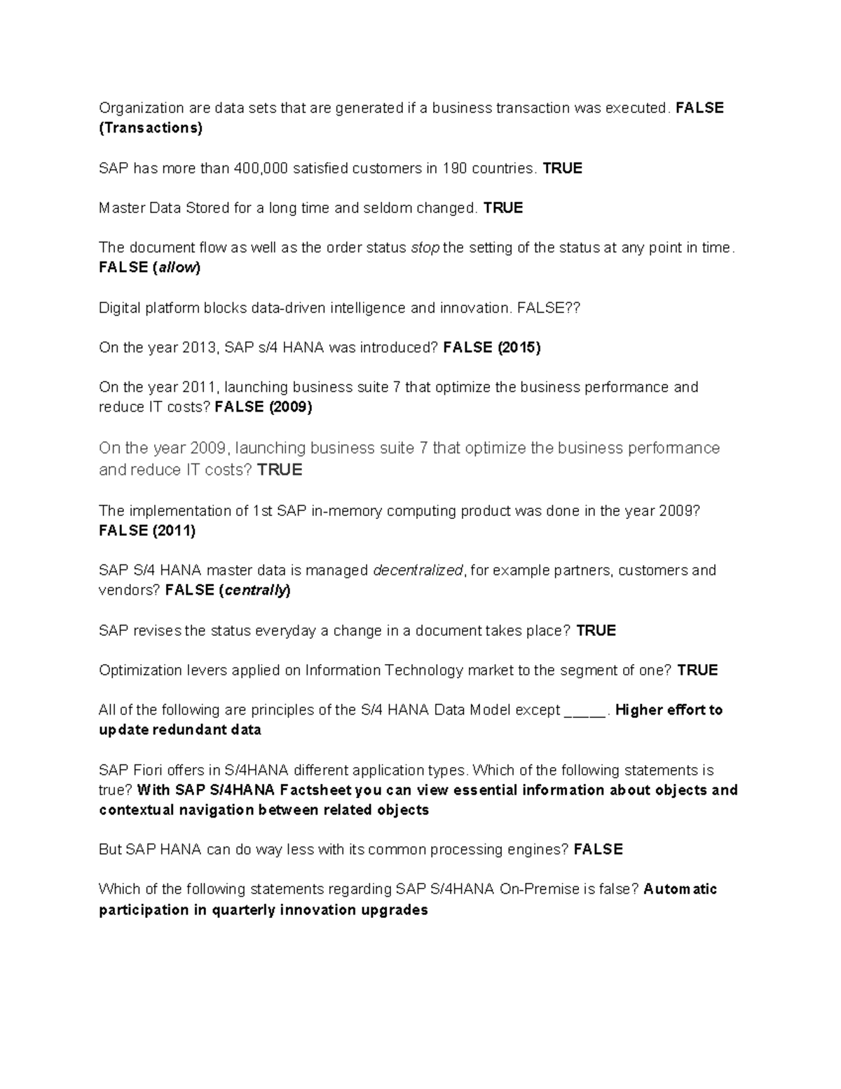 Fa1 (m1-2) - Organization are data sets that are generated if a business transaction was ...