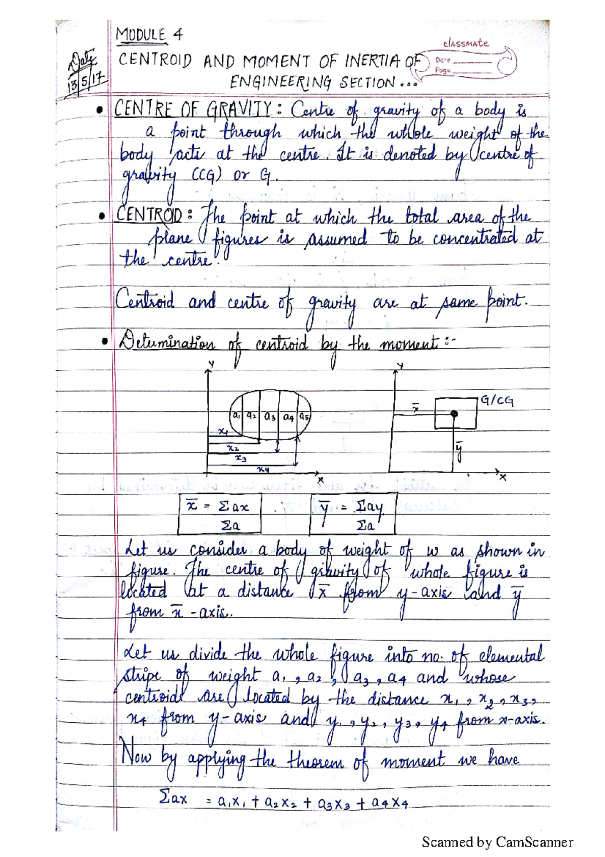 Module-4-Backbencher - MODULE 4 classmate Date CENTROID AND MOMENT OF INERTIA OF Date Page - Studocu