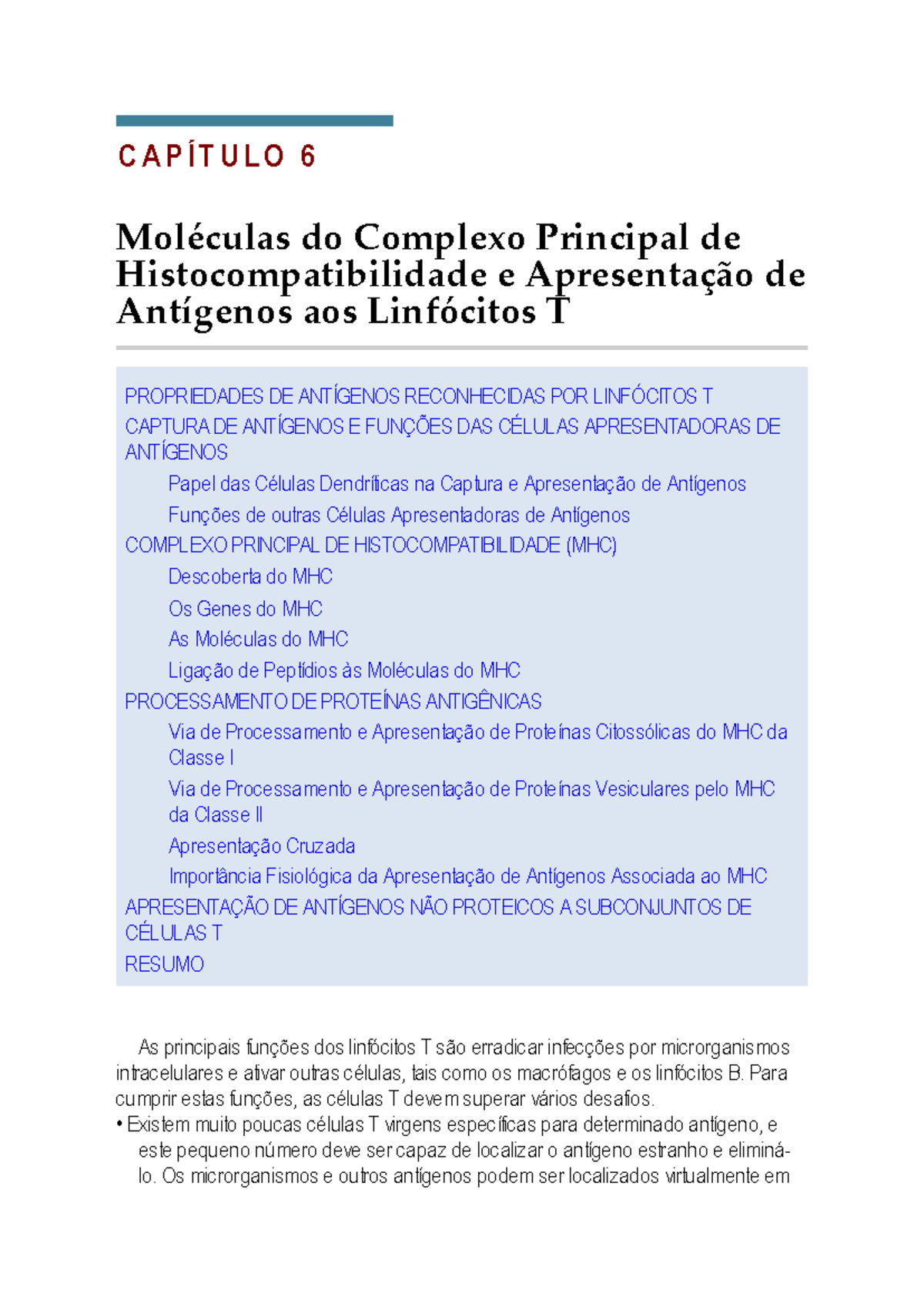 4- Complejo Mayor de Histocompatibilidad - C A P Í T U L O 6 Moléculas ...