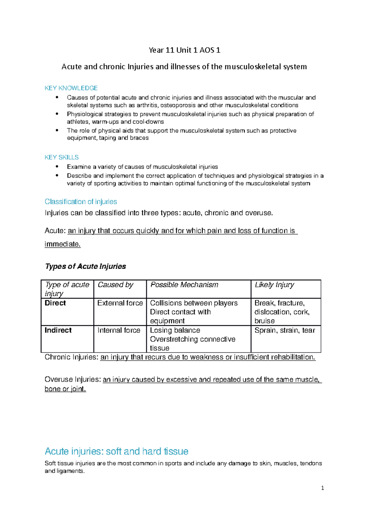Acute and chronic Injuries and illnesses of the musculoskeletal system ...