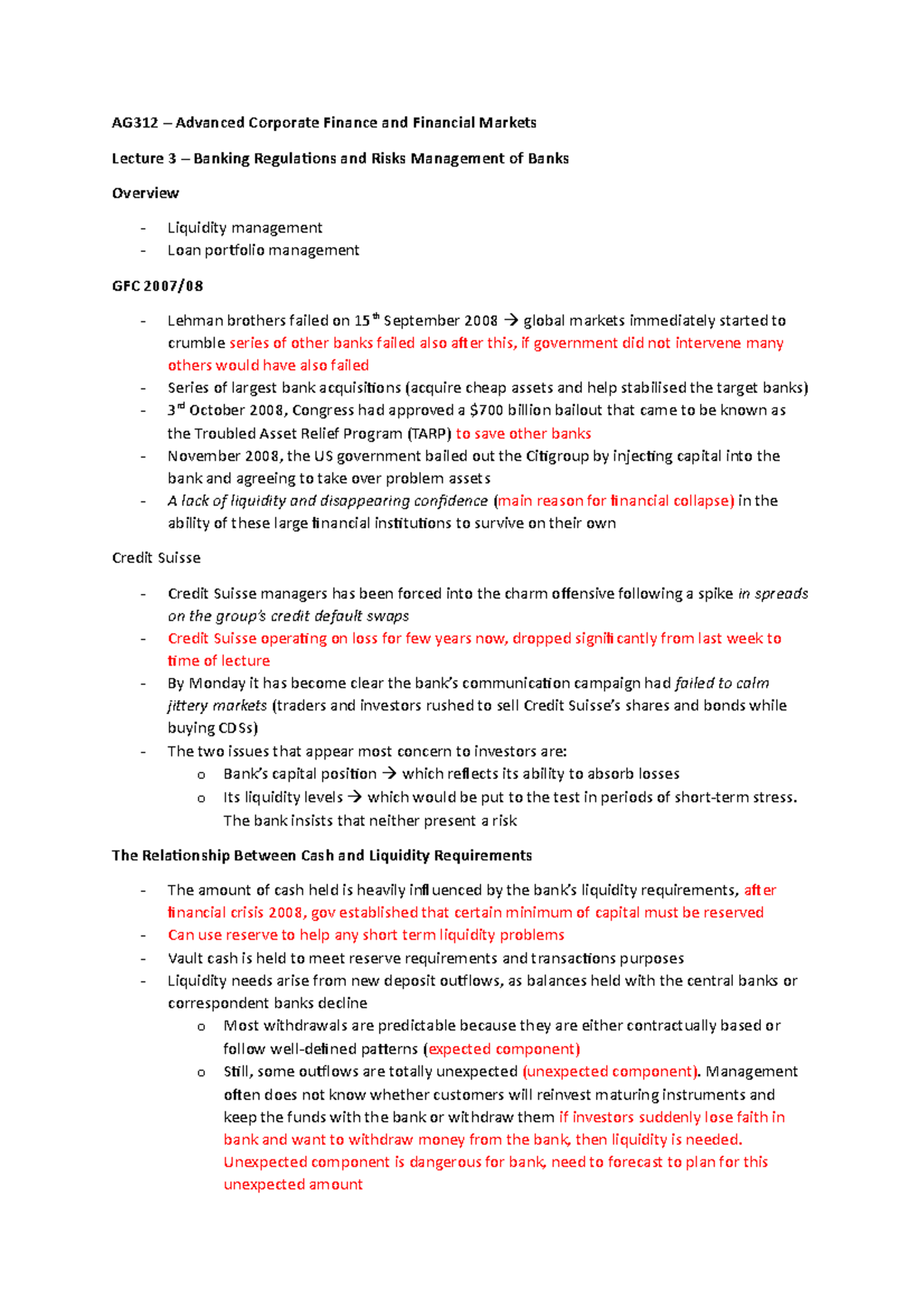 Lecture 3 Banking Regulations and Risks Management of Banks - AG312 ...