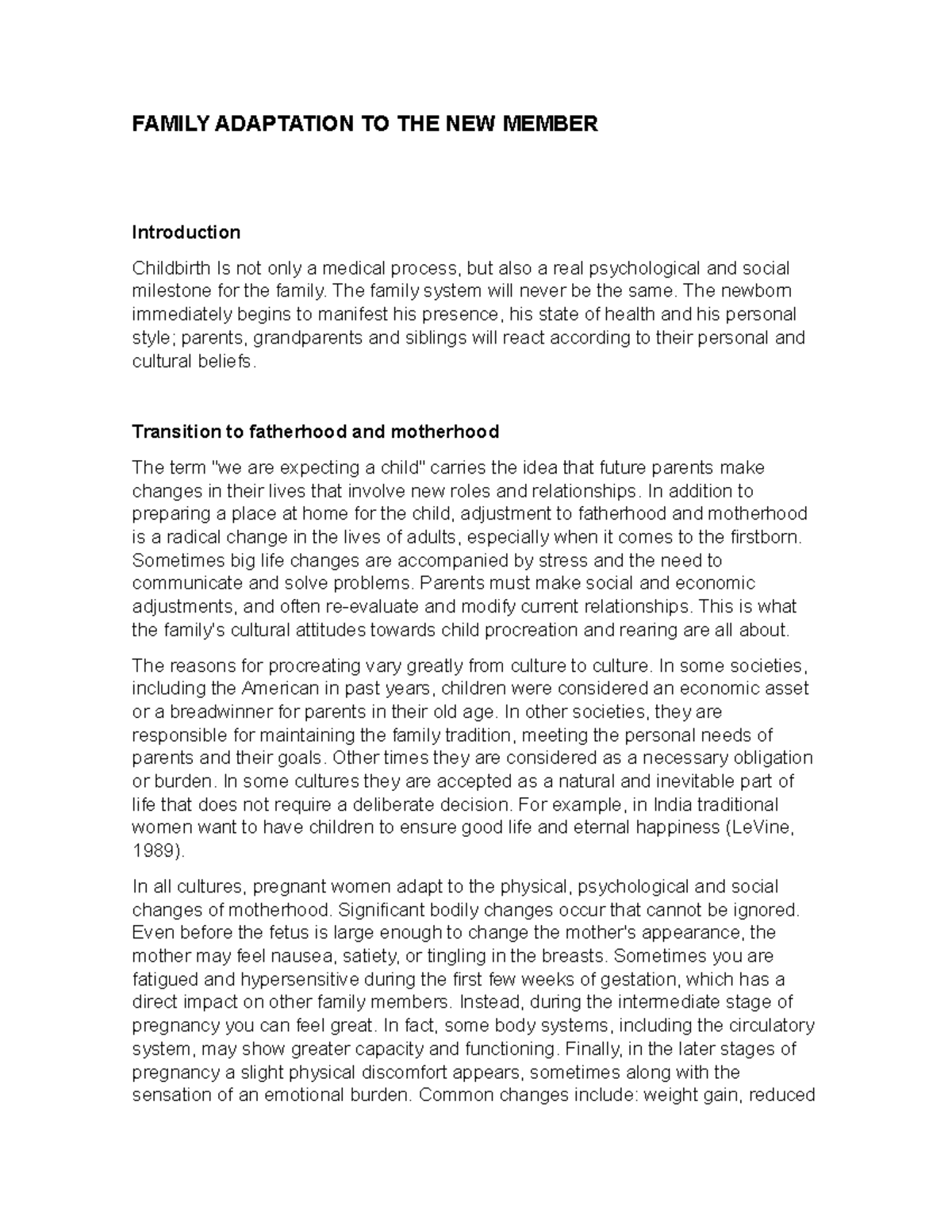 Family adaptation to the new member - FAMILY ADAPTATION TO THE NEW ...