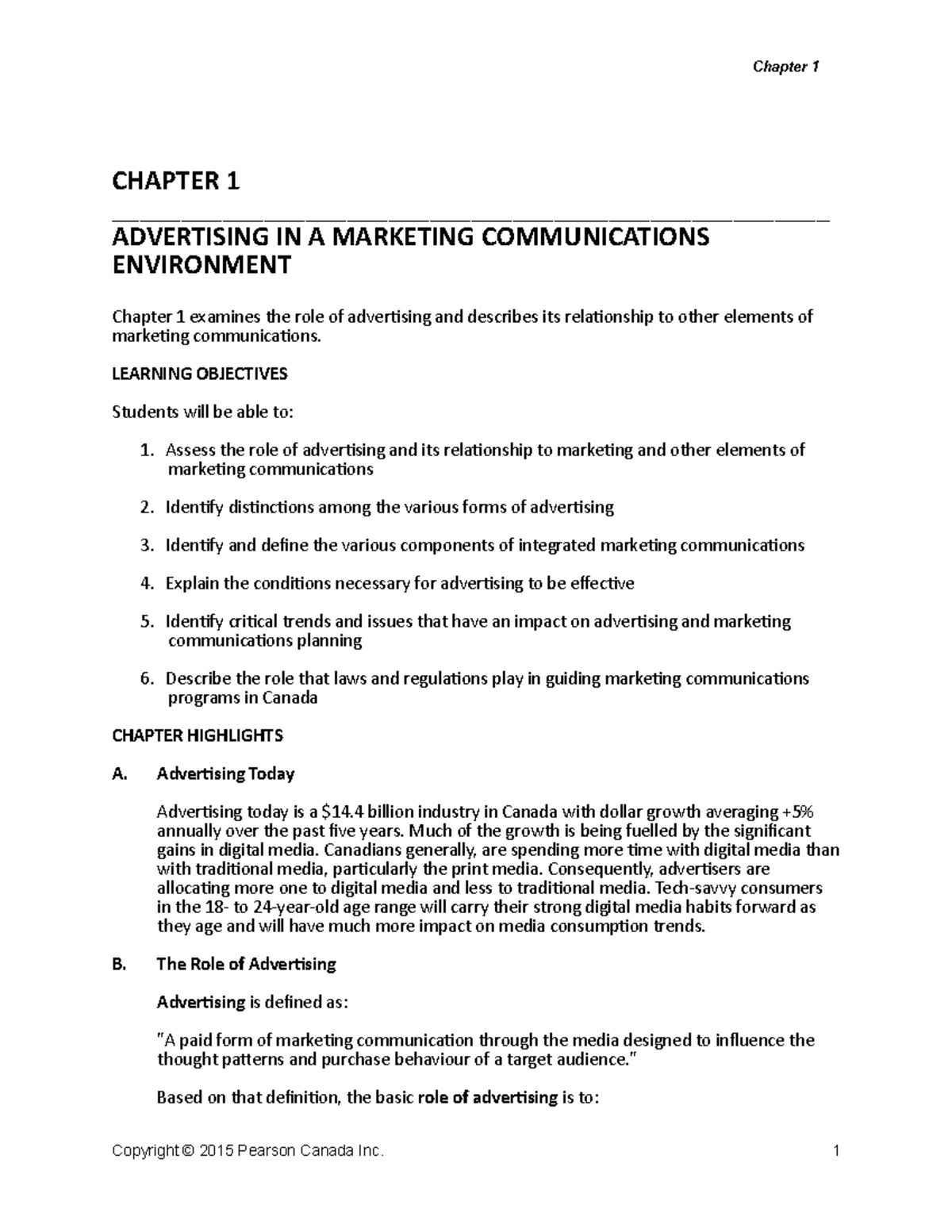 ADM ch01 - Chapter 1 of advertising course - CHAPTER 1 - Studocu