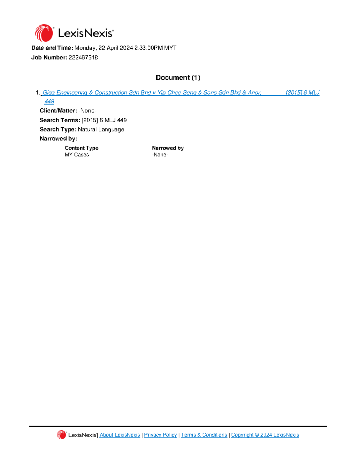 Giga Engineering & Construction Sdn Bhd v Yip Chee Seng - The plaintiff ...