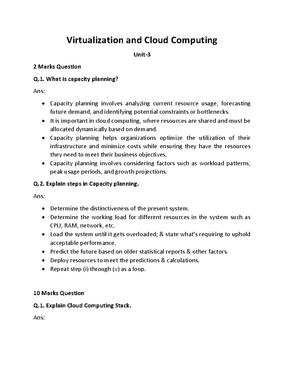 Virtualization and Cloud Computing-U3 - Virtualization and Cloud Computing Unit- 2 Marks ...